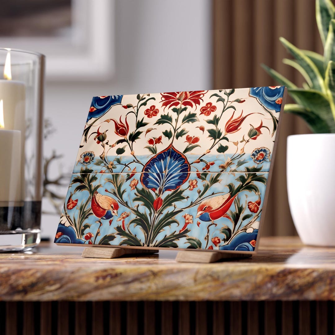 Iznik Tile 6"x8" | Orientalist Islamic Ceramic Tile | Traditional ...