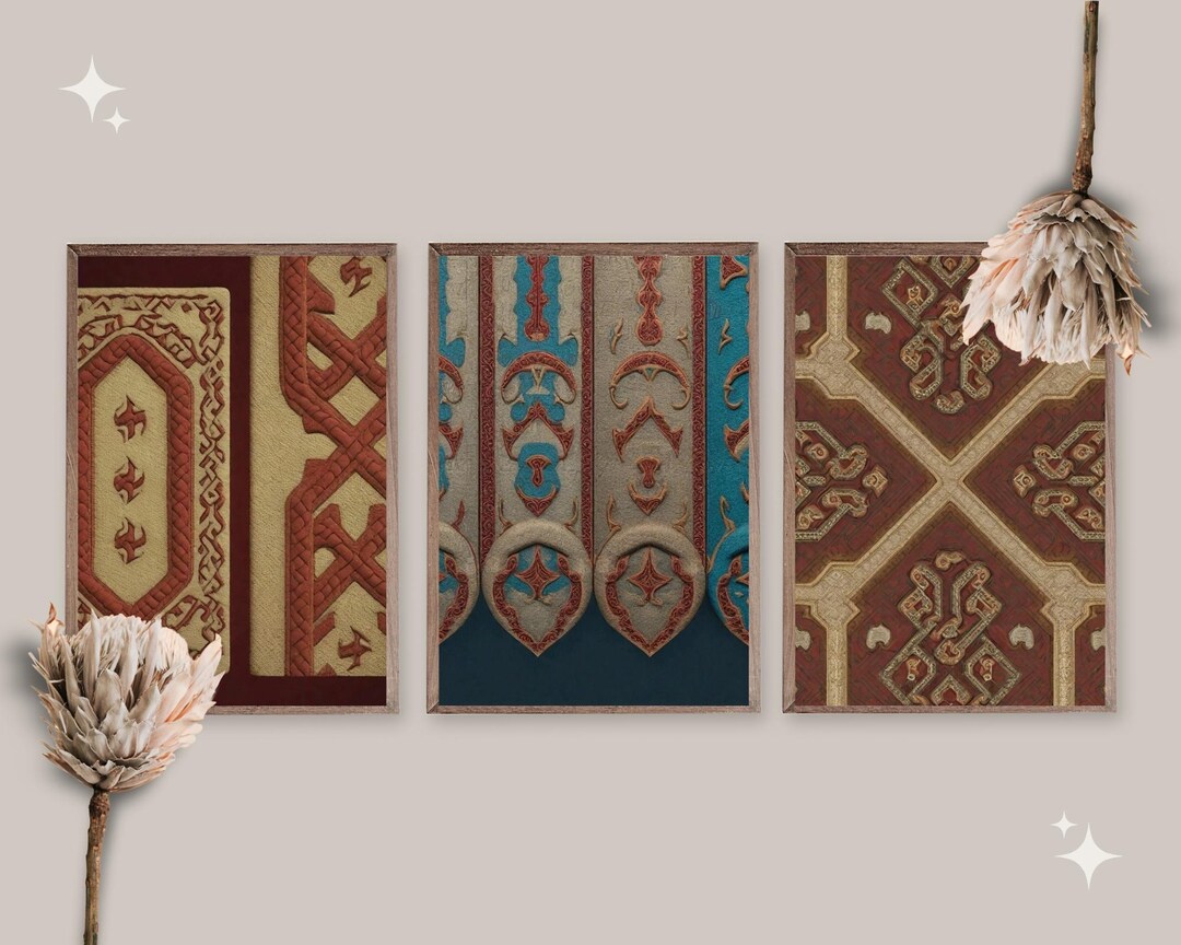 Set of 5 Nomad Drawing Stencil Wall Art | Orientalist Ethnic Islamic ...