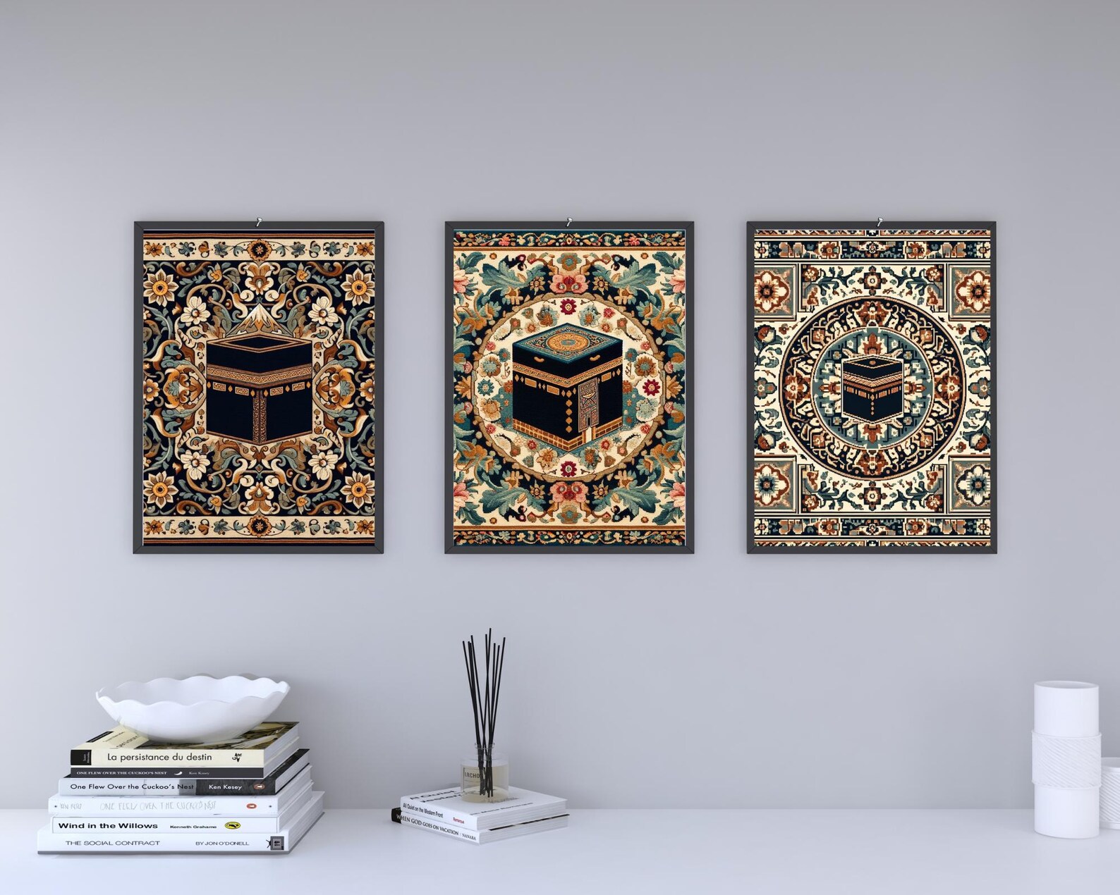 Set of 3 Kaaba Tapestry Painting | Arabic Orientalist Levantine Ethnic ...