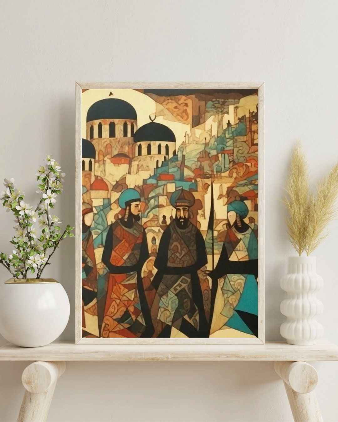 Medieval Oil Painting Historical Wall Art Oriental Ottoman Pastel ...