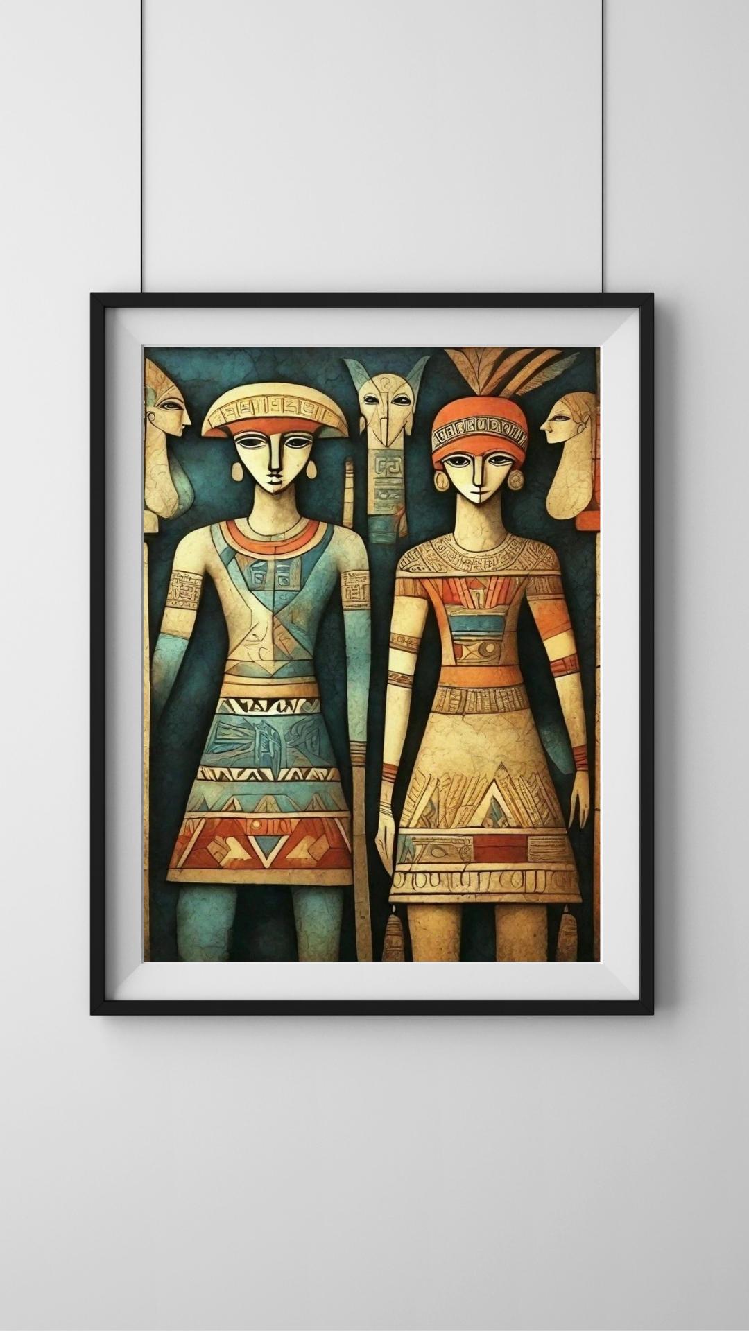 Sumerian Medieval Oil Painting Illustration Wall Art | Oriental Pastel ...