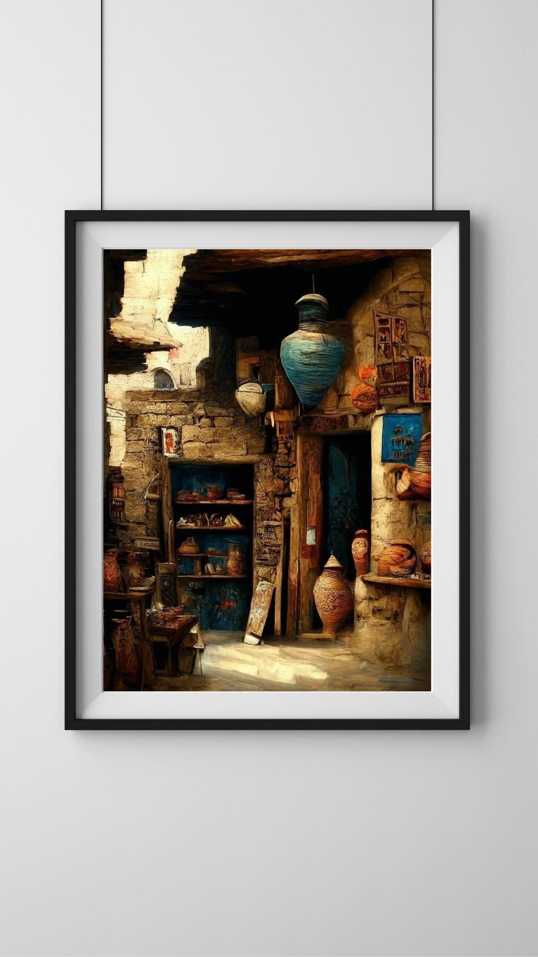 Syrian Rustic Medieval Oil Painting Illustration Wall Art Oriental ...
