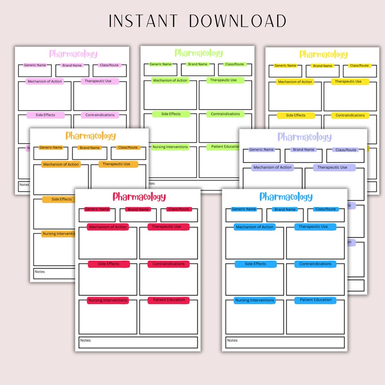 Printable Pharmacology Template, Drug Card Template, Pharmacology ...