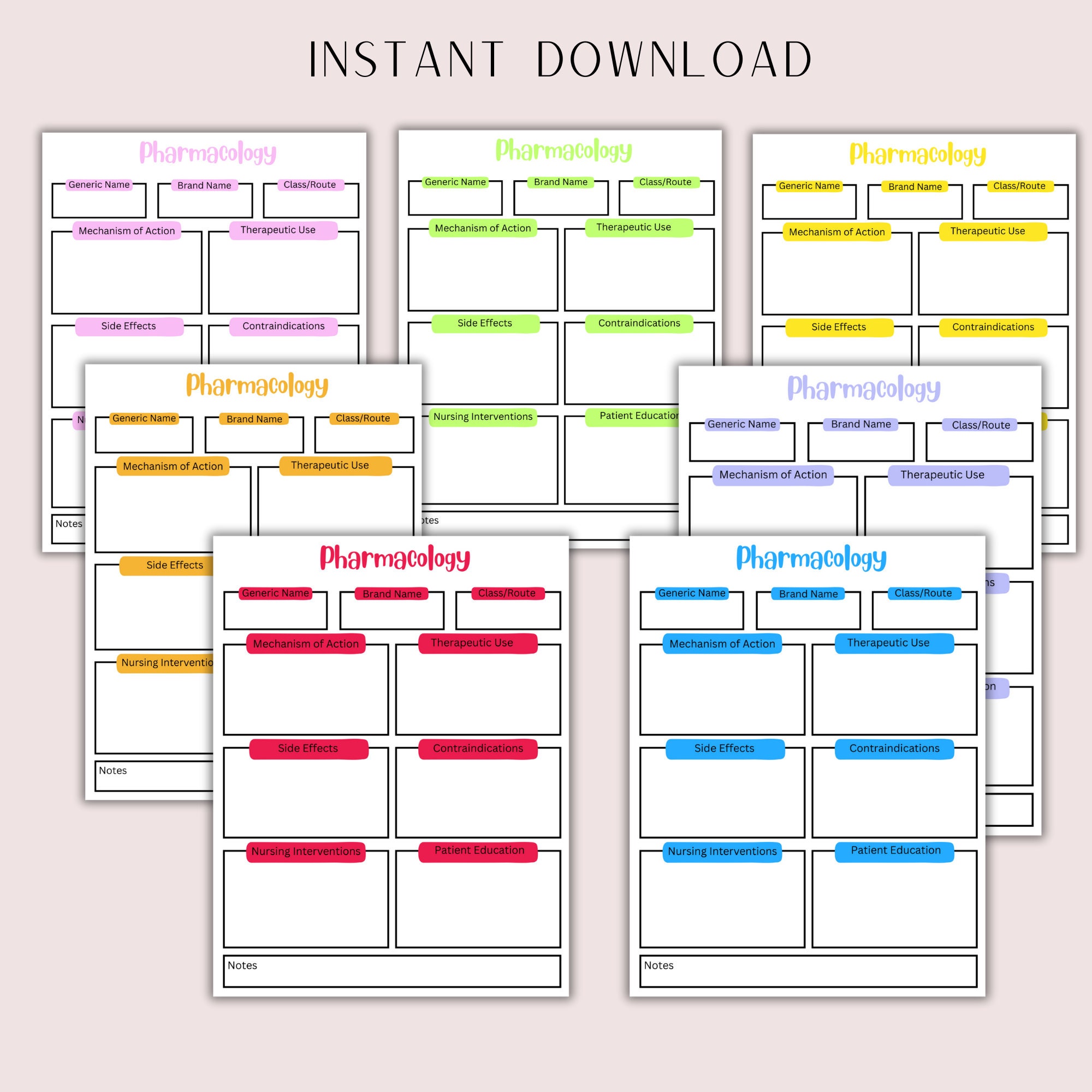 Printable Pharmacology Template, Drug Card Template, Pharmacology ...