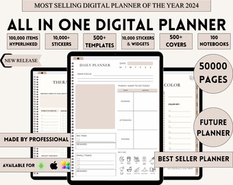 All-in-one Digital Planner 2024, 2025, 2026, Undated Digital Planner ...