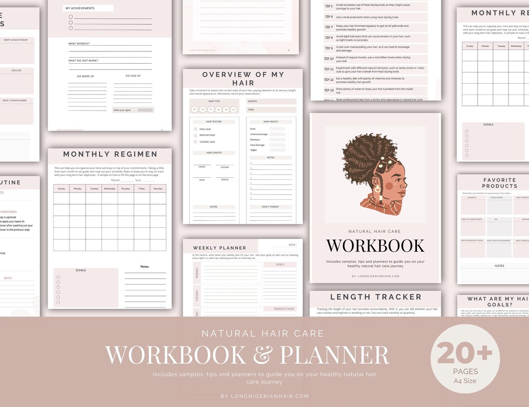 Natural Hair Journal & Planner: Hair Growth, Wash Day (A4 Printable) - Etsy