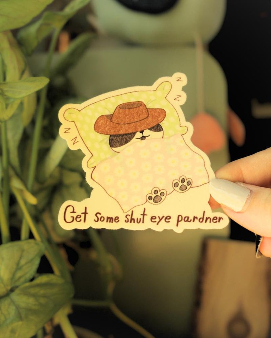 Get Some Shut Eye Self Care Cowboy Cat Sticker - Etsy
