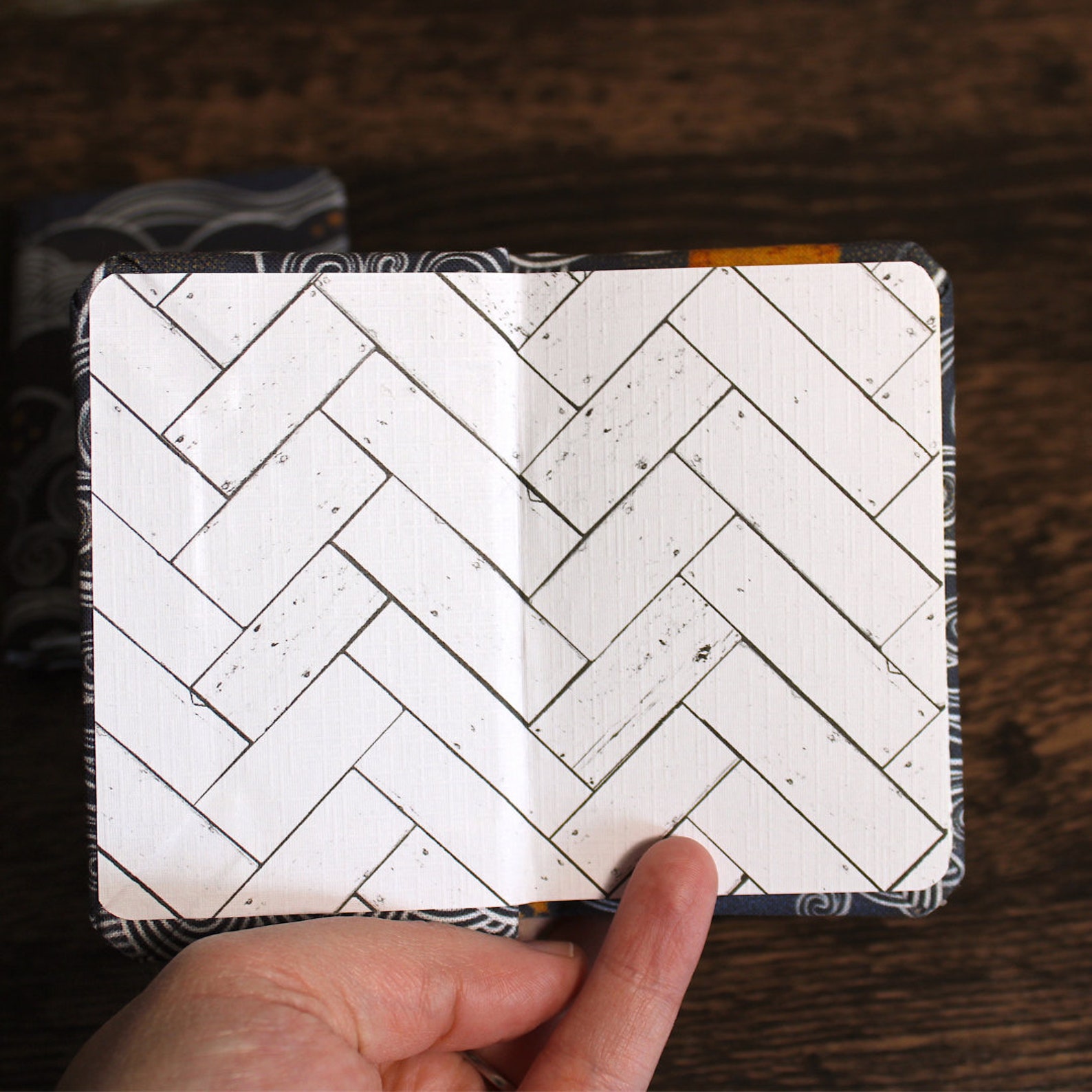 Handbound Tiny Dot Grid Notebook in Midnight Waves. Treeless 100% ...