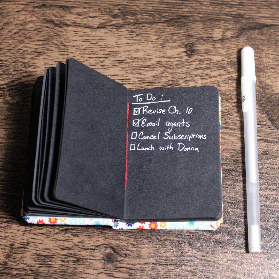 Black Paper Cardbook Journal. Tiny Notebook With Dark Interior ...
