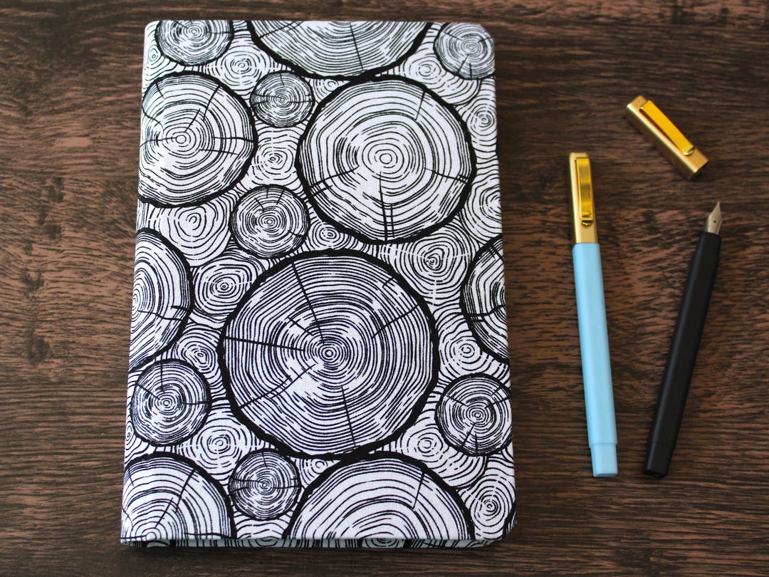 Black and White Trippy Log Dime Journal. Handbound Bullet Journal With ...