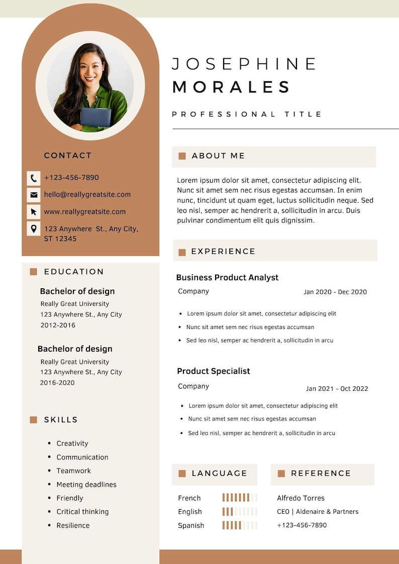 Professional CV: CV Template, Modern, Curriculum Vitae - Etsy