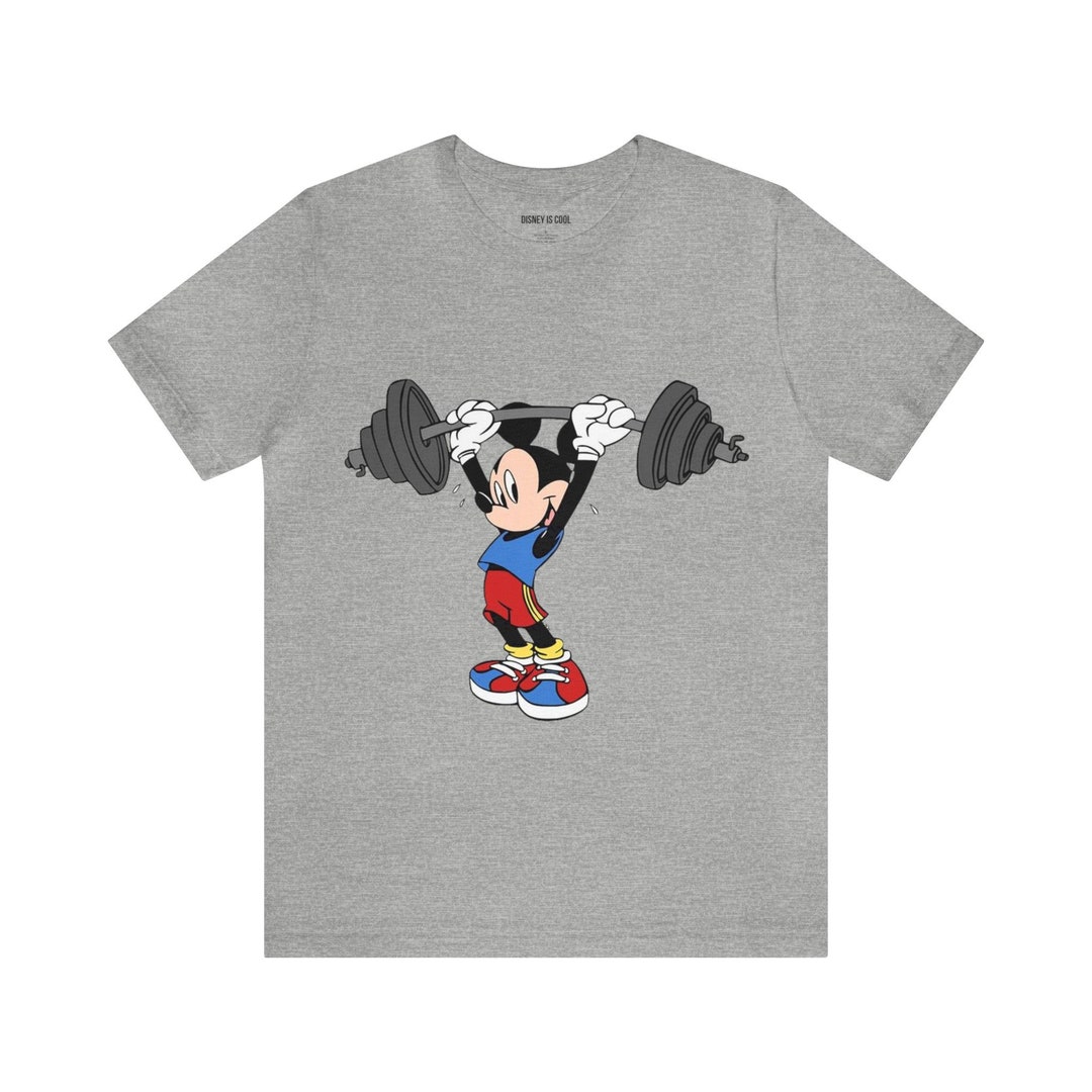 Mickey Mouse Lifting Weights in the Gym T-shirt - Etsy