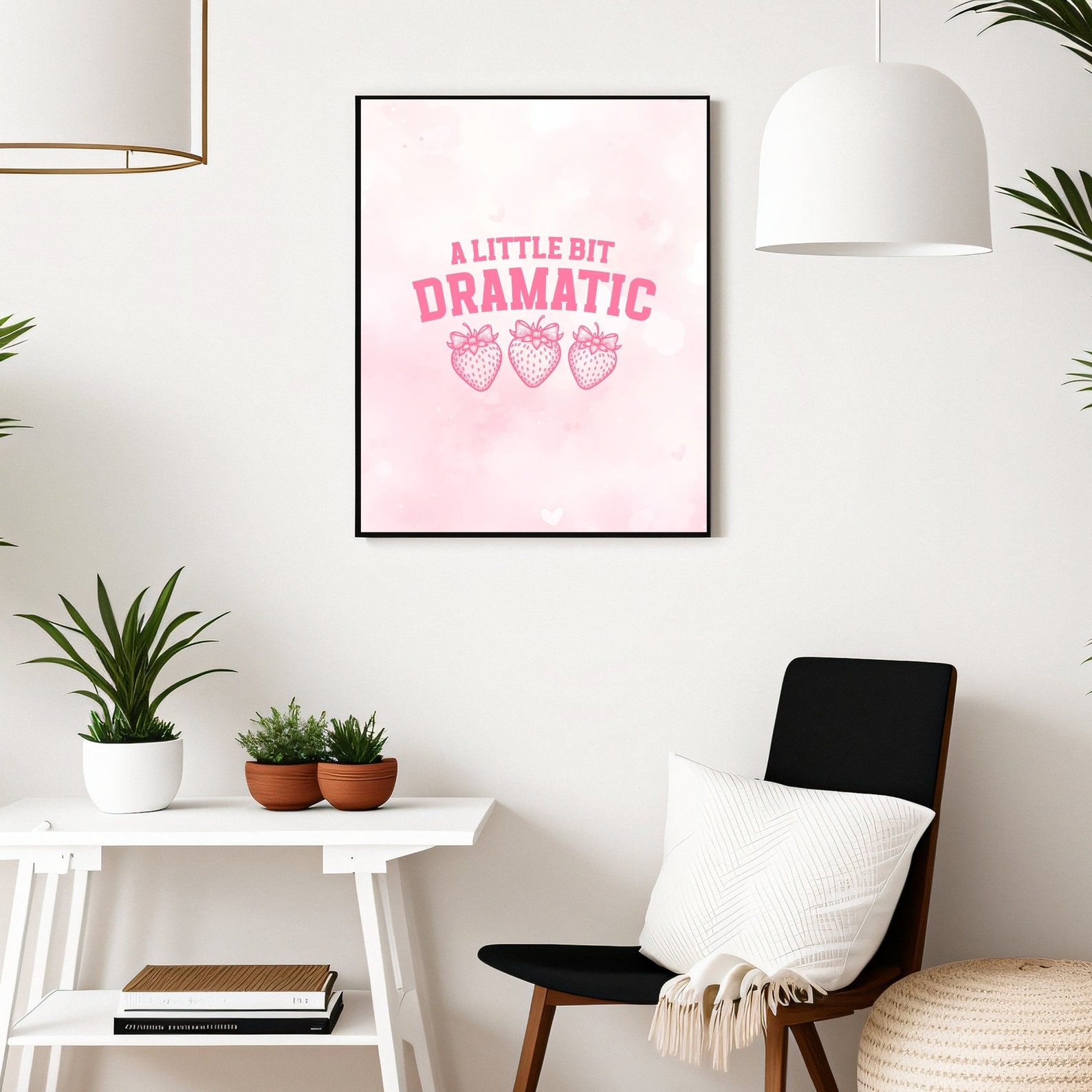 Coquette Blush Pink Printable Wall Art, Strawberry Bows Coquette Dorm ...