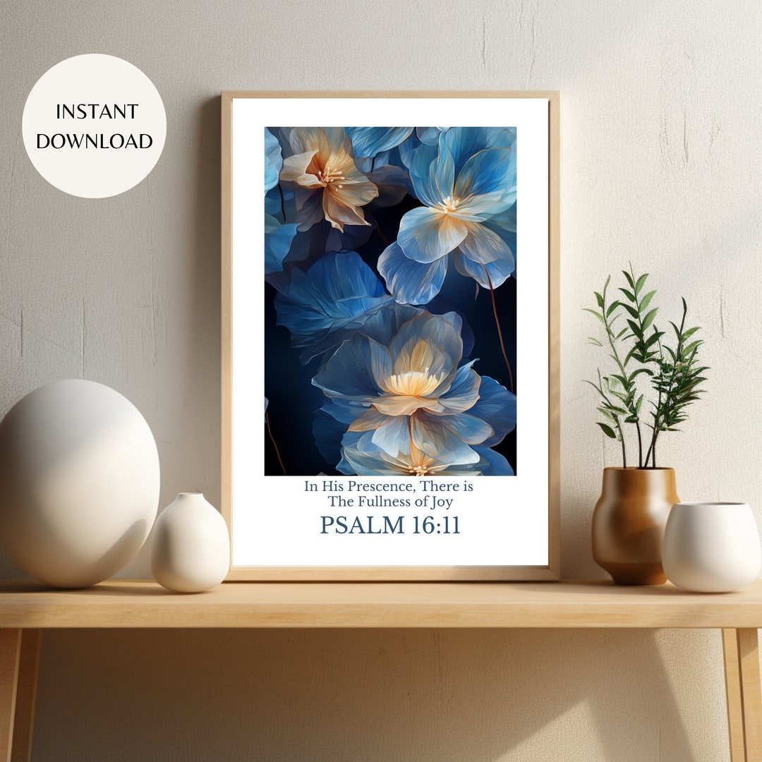 Psalm 16:11 Bible Verse Poster Botanical Printable Wall Art, INSTANT ...
