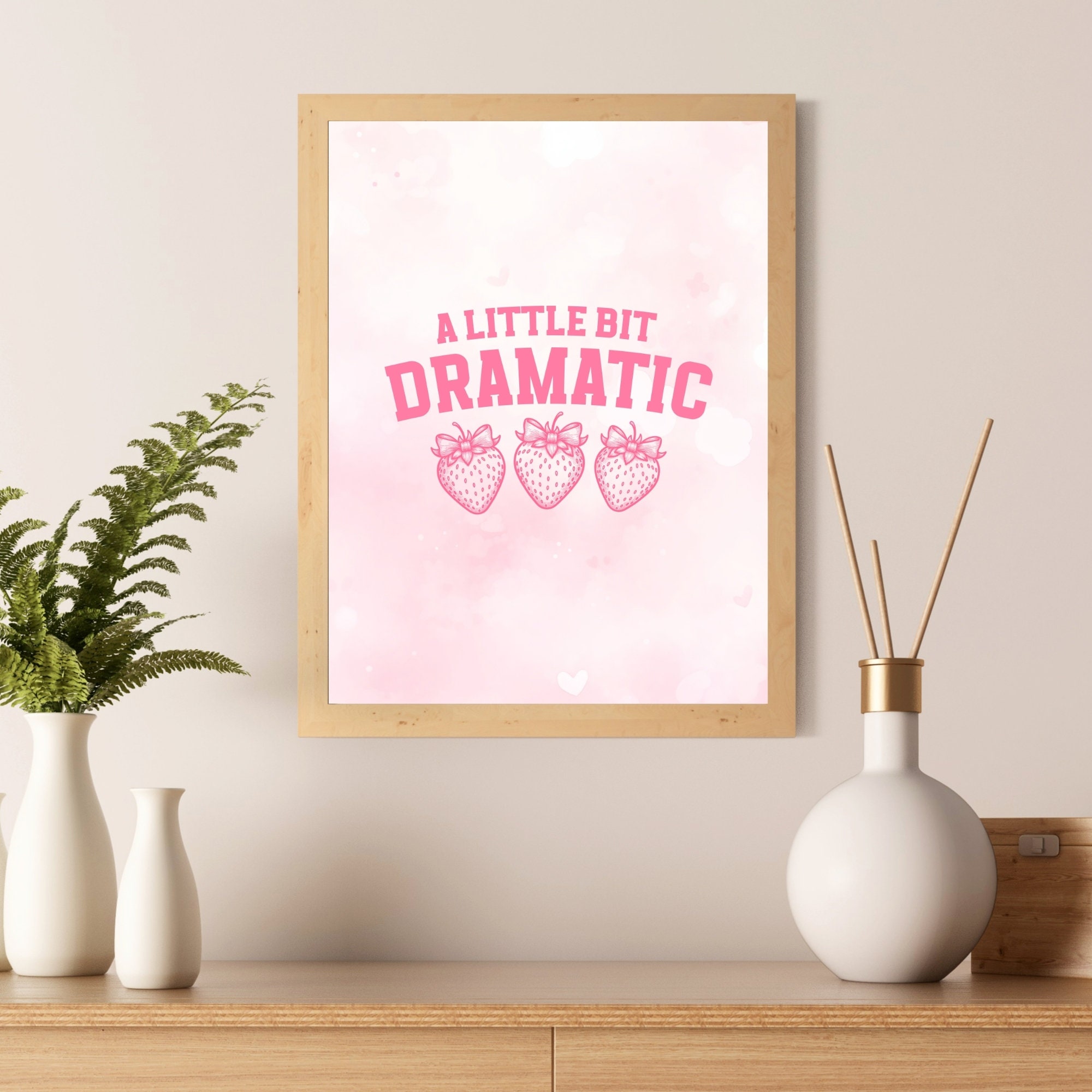 Coquette Blush Pink Printable Wall Art, Strawberry Bows Coquette Dorm ...