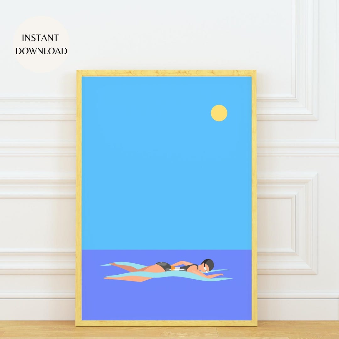 Swim Blue Tones Modern Print for Living Rooms, Spas, Hotels and ...