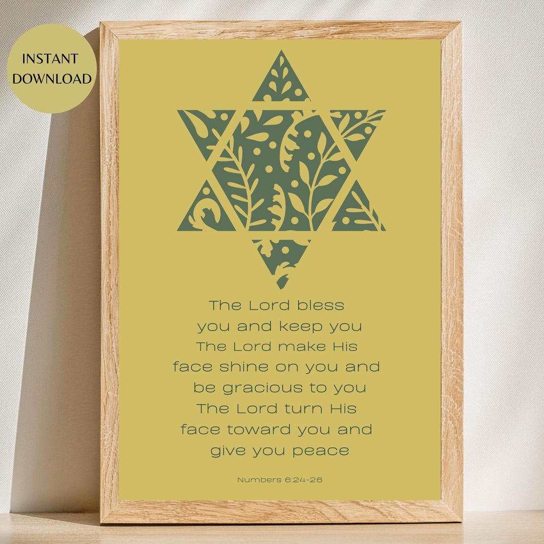 Priests' Blessing Numbers 6 Mustard and Teal Printable Wall Art, Modern ...