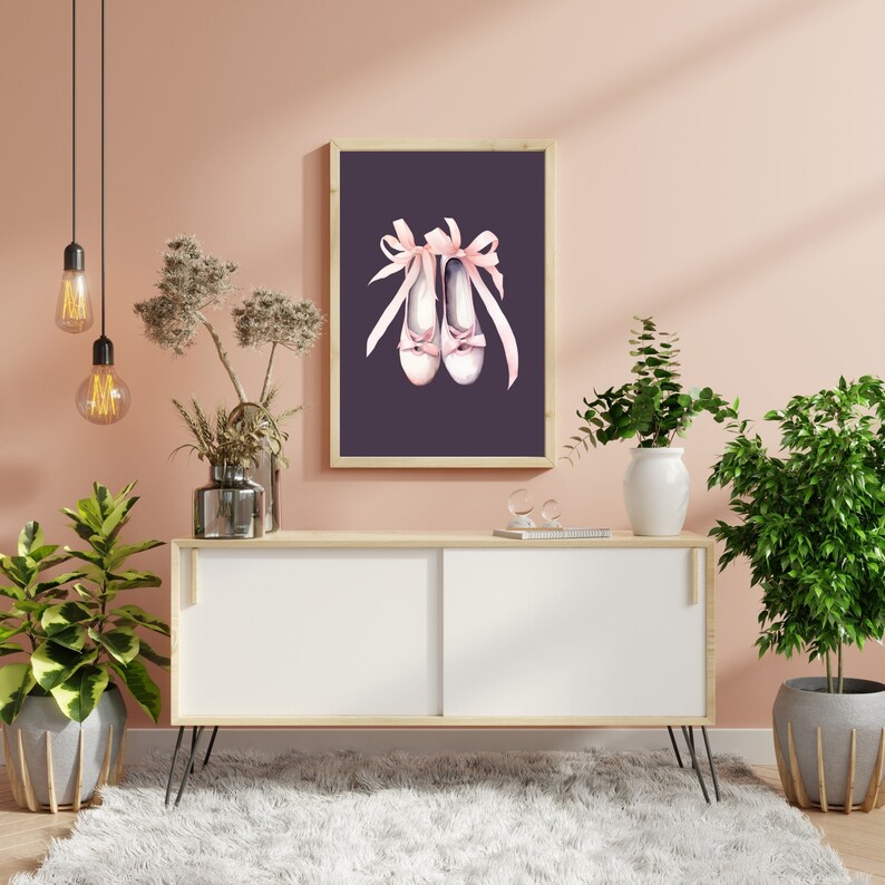 Blush Pink Ballet Shoes Art Print: Girly Preppy Room Decor (instant ...