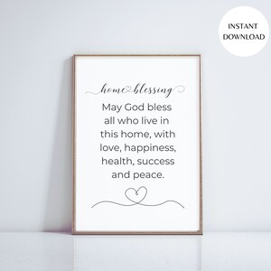 Home Blessing Printable Wall Art, Quote Word Art in White and Black ...