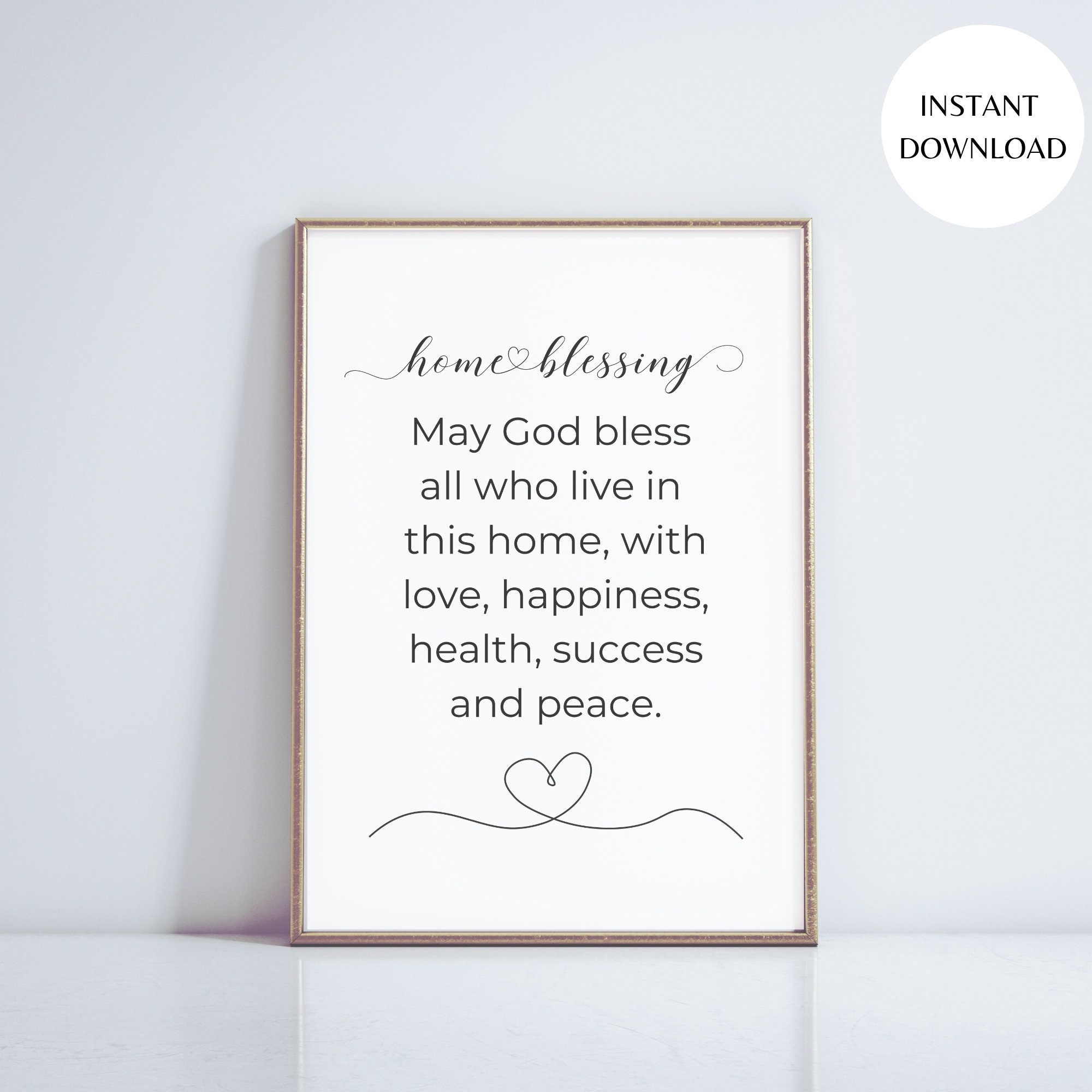 Home Blessing Printable Wall Art, Quote Word Art in White and Black ...