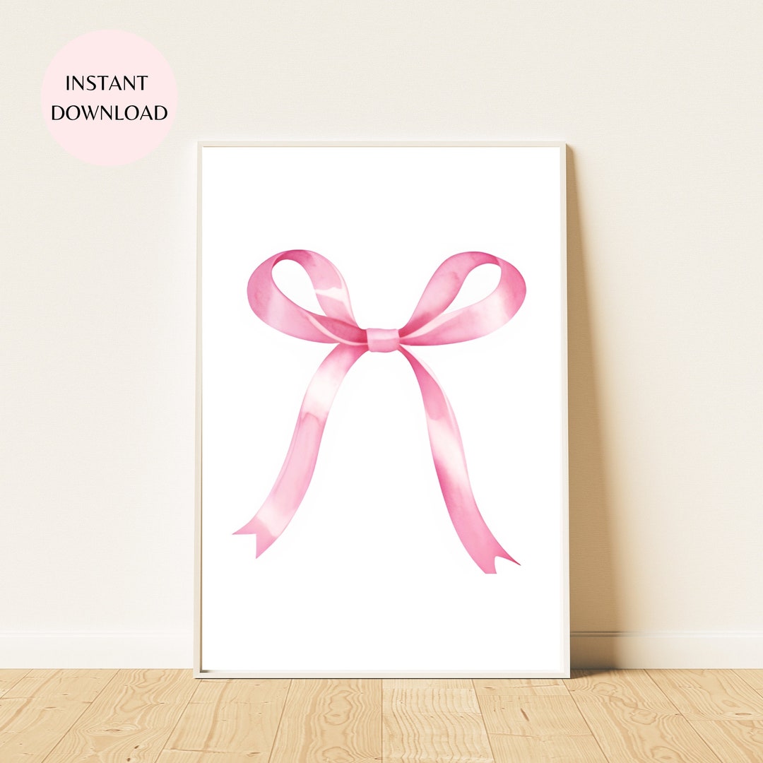 Blush Pink Bow Print: Coquette Preppy Wall Art (digital Download) - Etsy