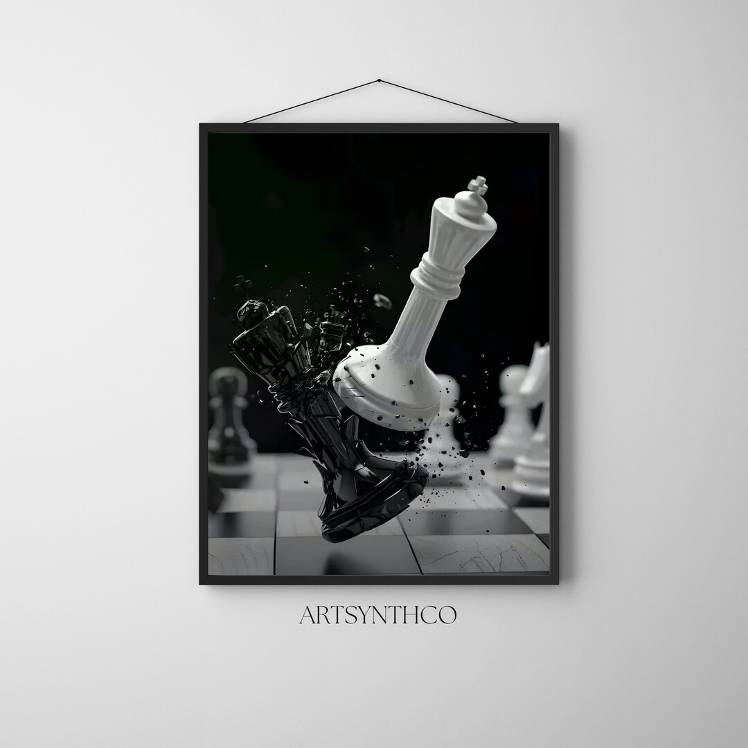 Checkmate Framed Picture Black & White Wall Decoration Motivational ...