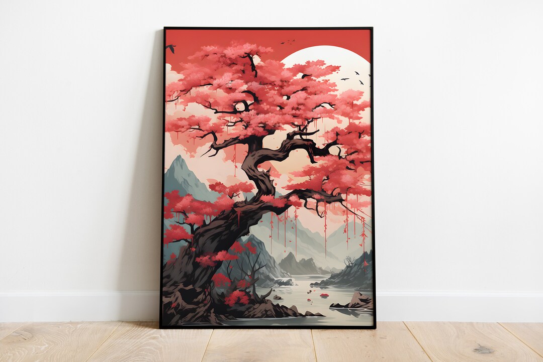 Japanese Cherry Blossom Tree Poster, Japanese Wall Decor, Japanese ...