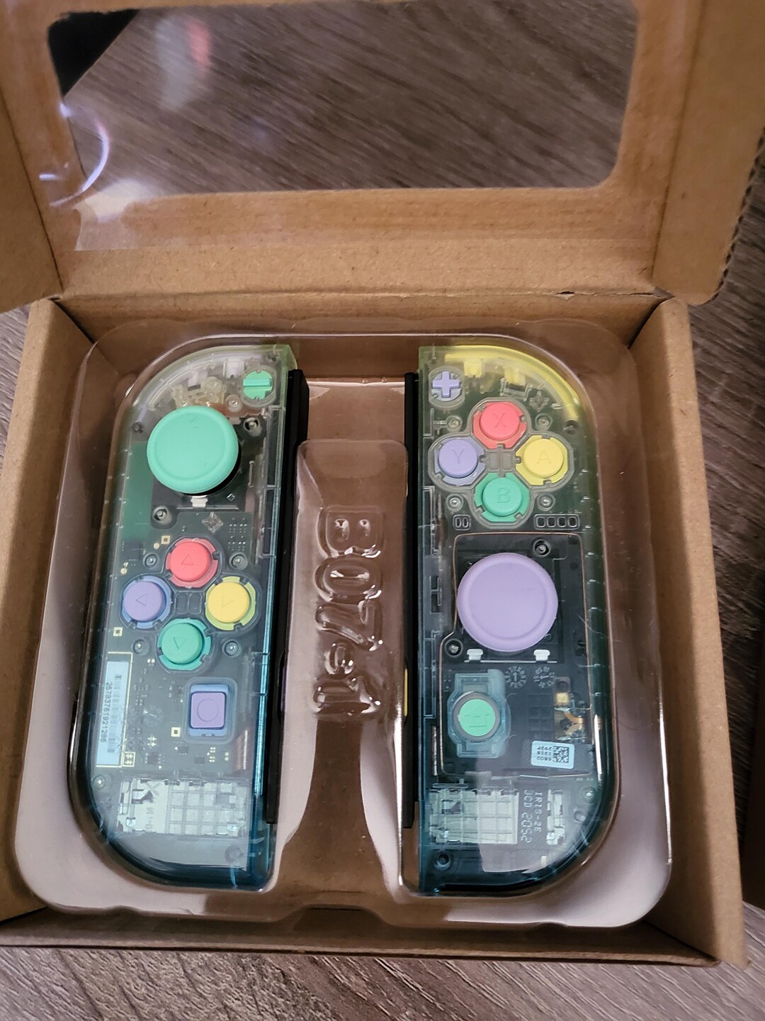 Blue-green Gradient Transparent Joy-cons With Pastel Rainbow Buttons - Etsy