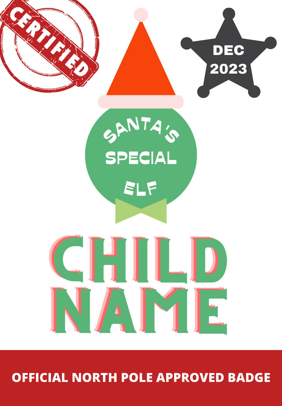 Deputized Elf Badge Personalized Letter From You_gifts in Honor for ...