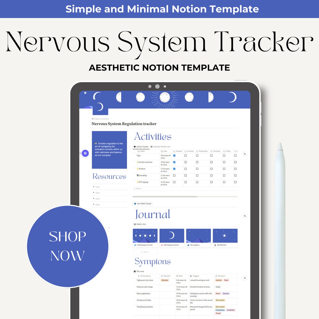 Nervous System Regulation Tracker Notion Template - Etsy