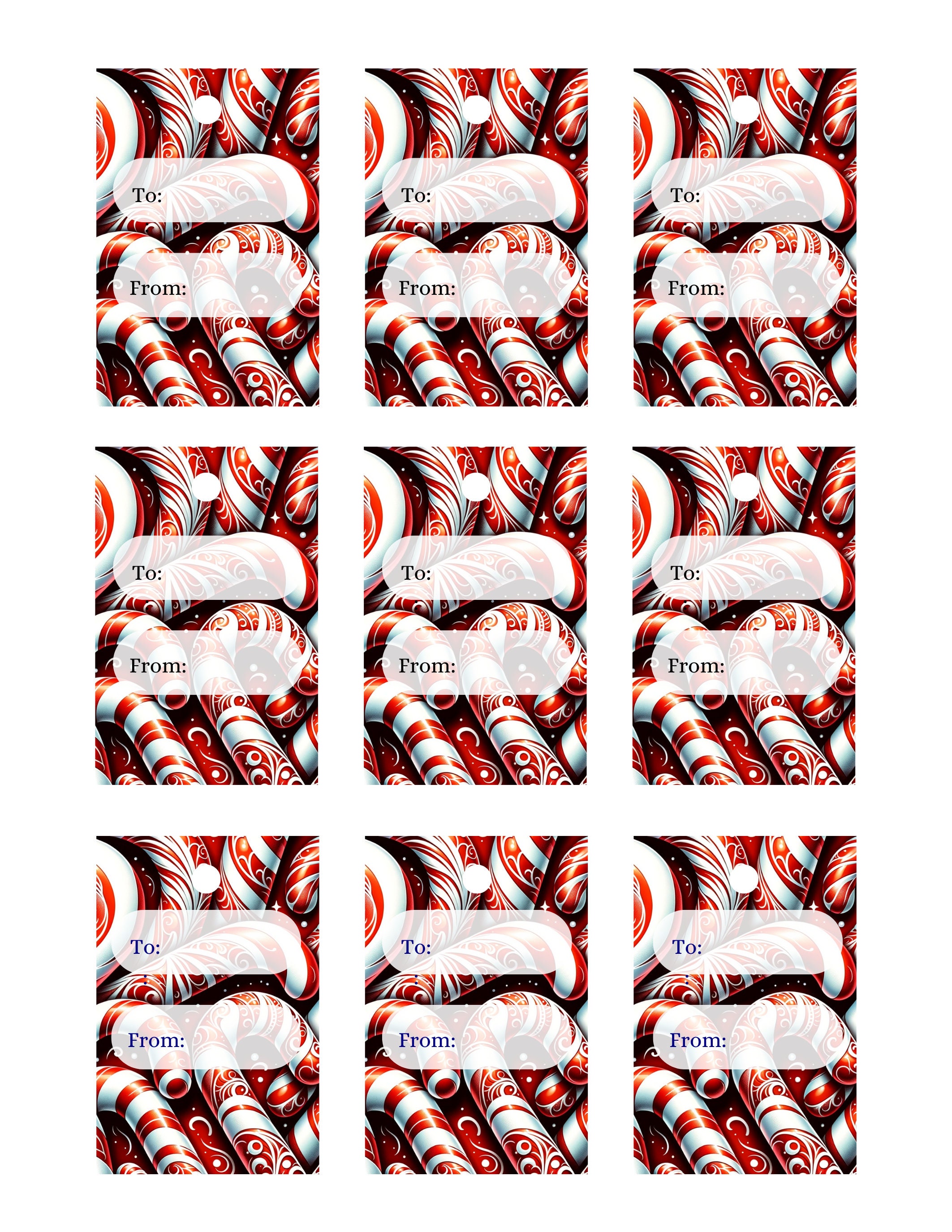 Candy Cane Christmas Gift Tag, Printable Christmas Gift Tags, DIY Gift ...