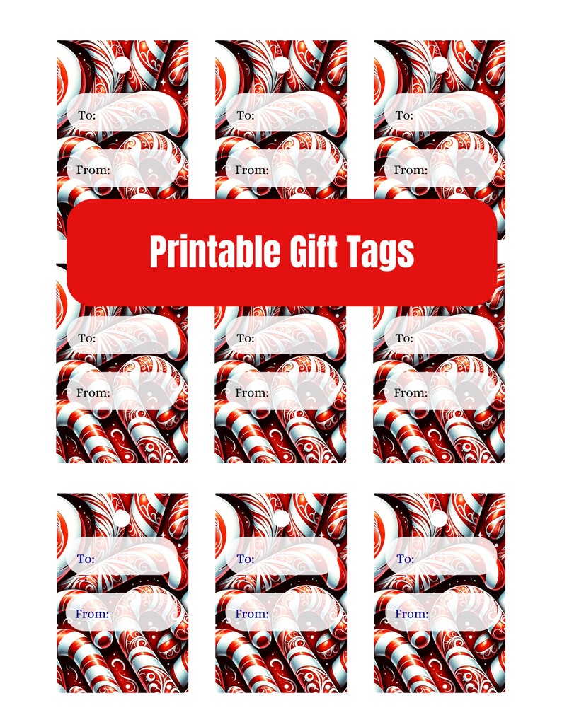 Candy Cane Christmas Gift Tag, Printable Christmas Gift Tags, DIY Gift ...