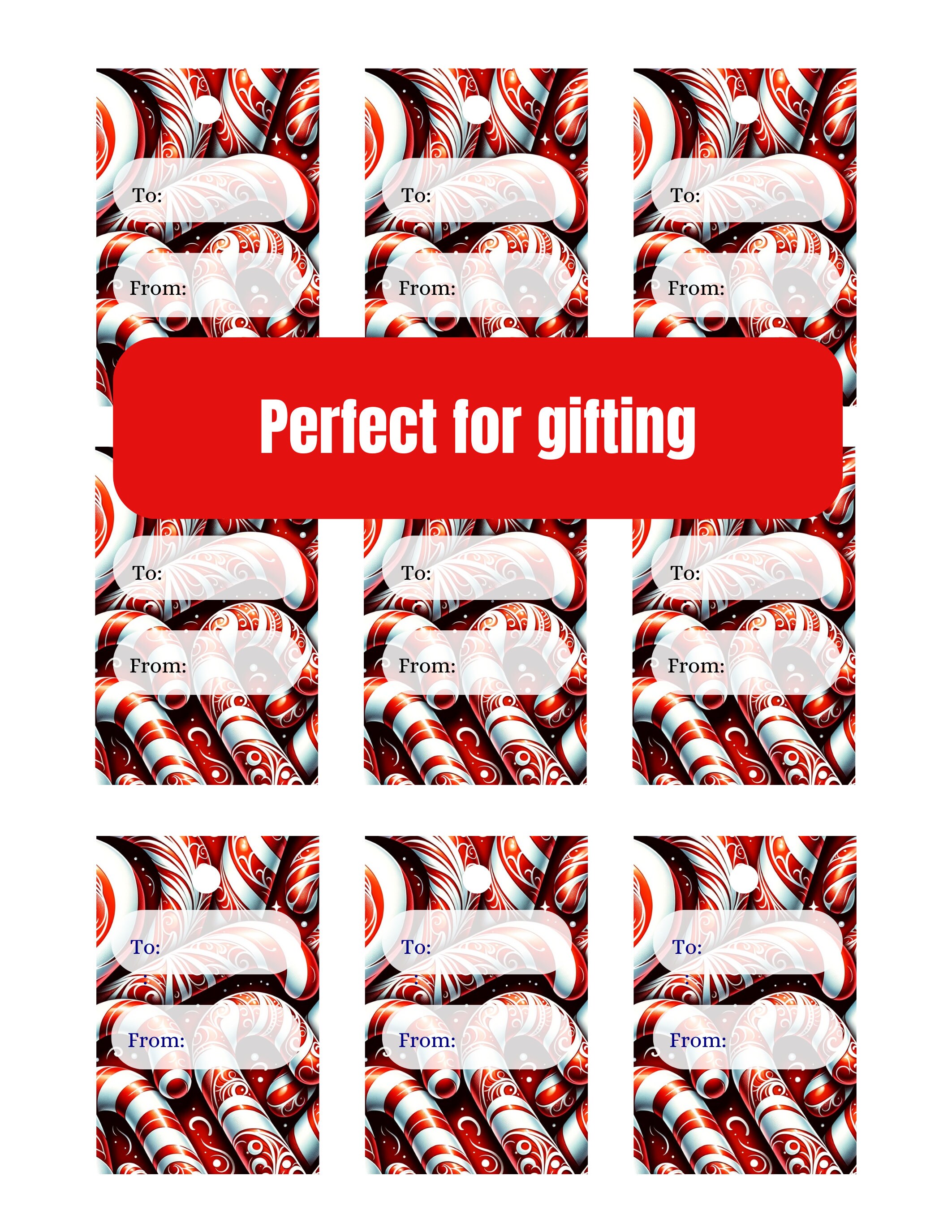 Candy Cane Christmas Gift Tag Printable Christmas Gift Tags - Etsy