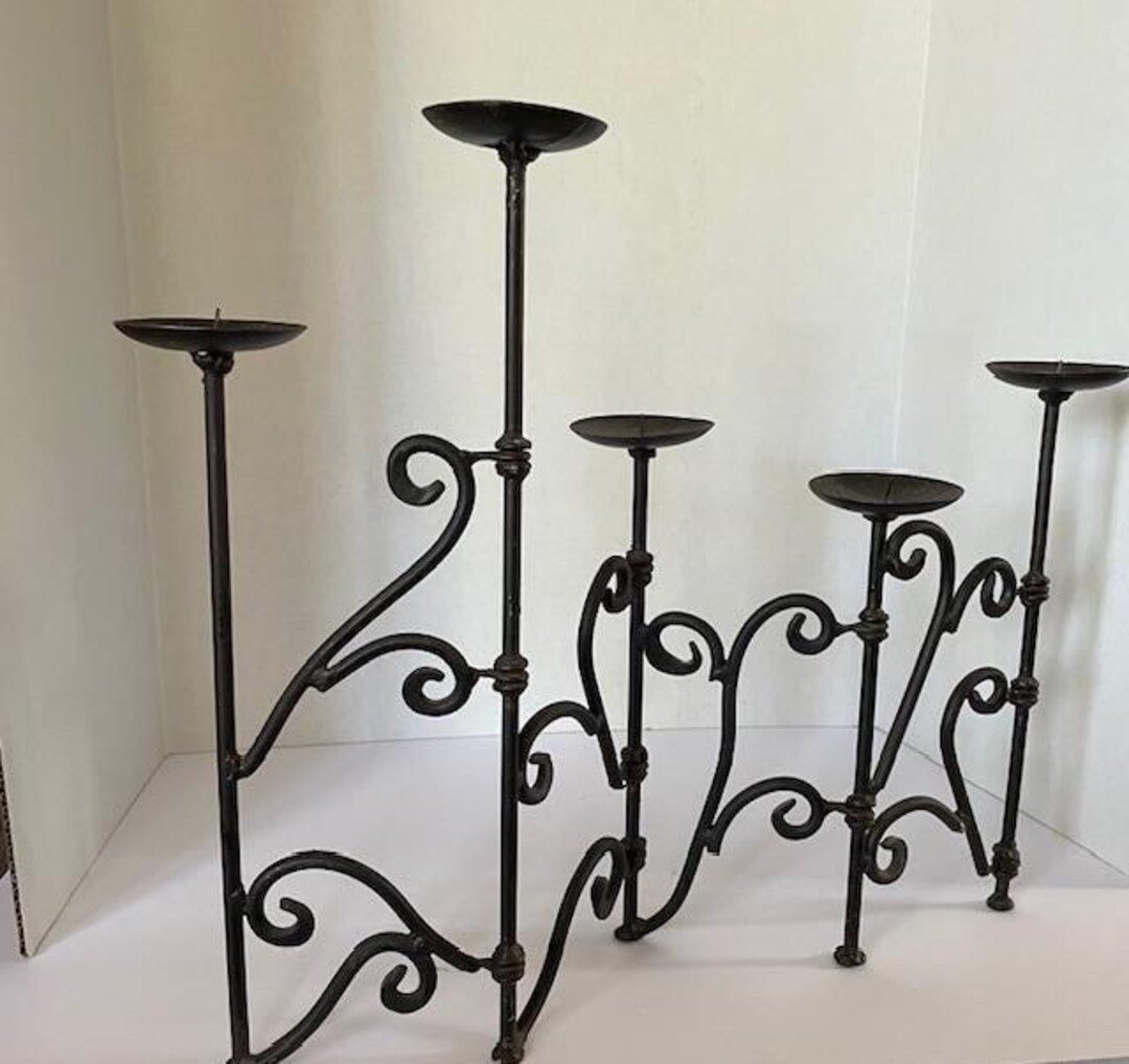 VTG Articulated Wrought Iron 5 Arm Folding Candlestick Holder - Etsy