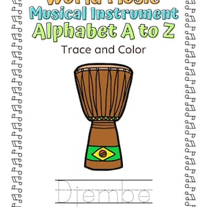 World Music Musical Instrument A to Z Trace and Color Children’s ...