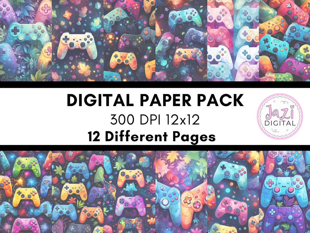 Gamer Girl Pastel Digital Paper Pack 20 Unique 12 X 12 300 DPI Digital ...