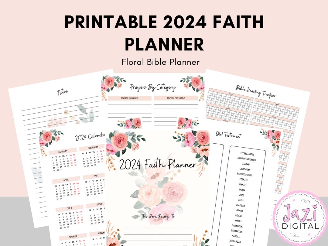 Pink Floral 2024 Faith Planner: Printable, Inspirational Daily ...