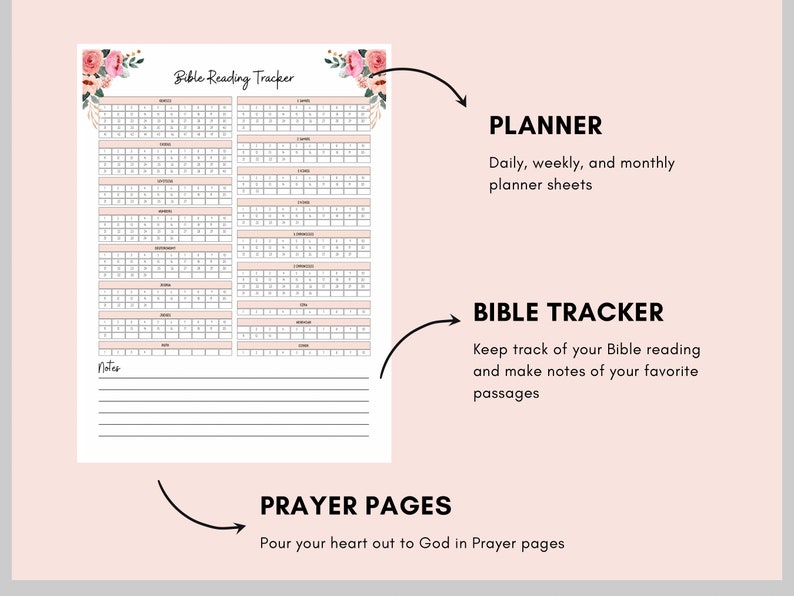 Pink Floral 2024 Faith Planner: Printable, Inspirational Daily ...