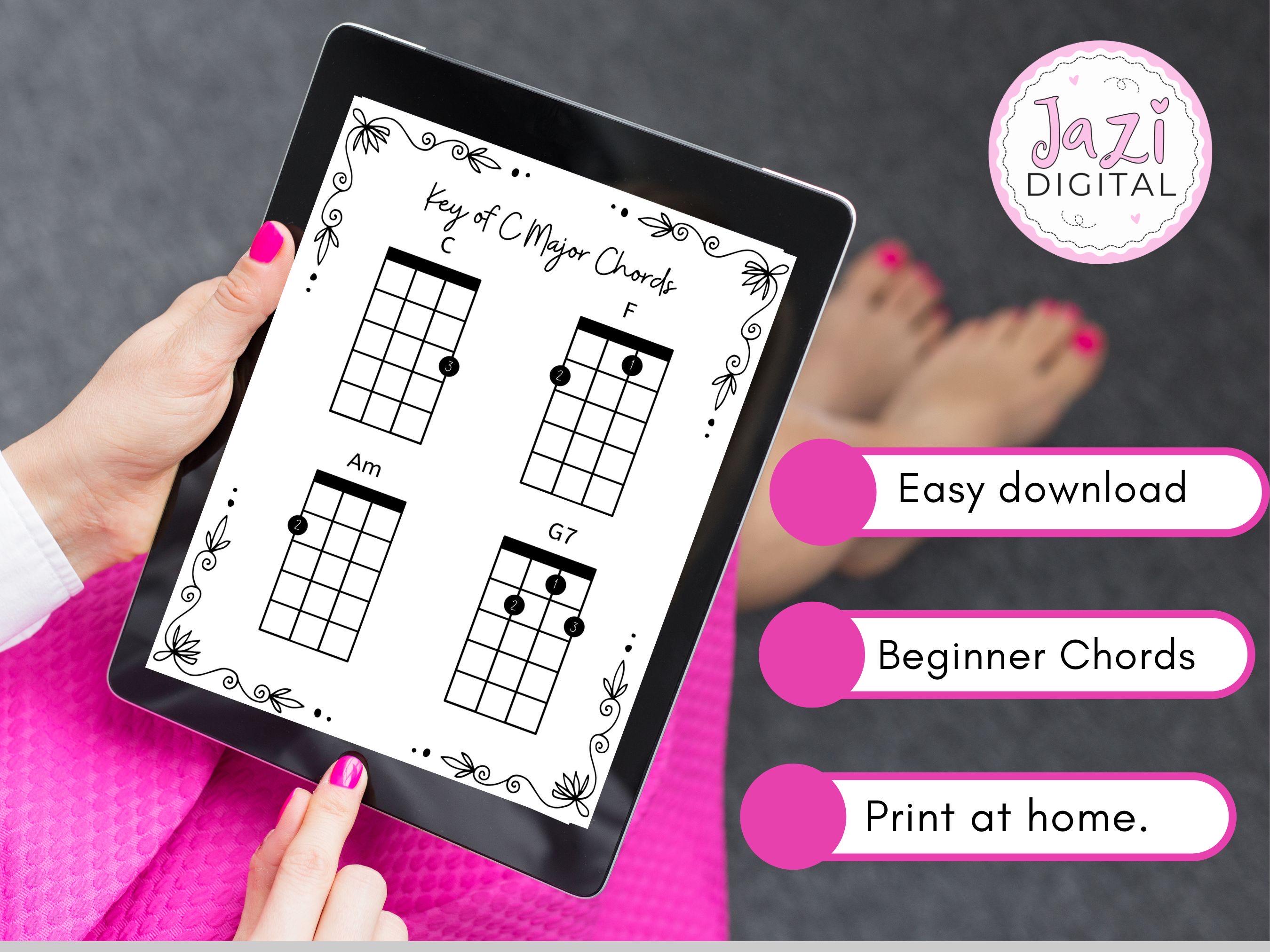 Printable Ukulele Chord Charts PDF, Beginner Uke Chords, Ukulele ...