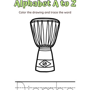 World Music Musical Instrument A to Z Trace and Color Children’s ...