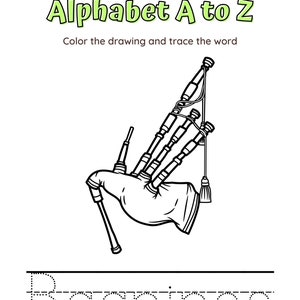 World Music Musical Instrument A to Z Trace and Color Children’s ...