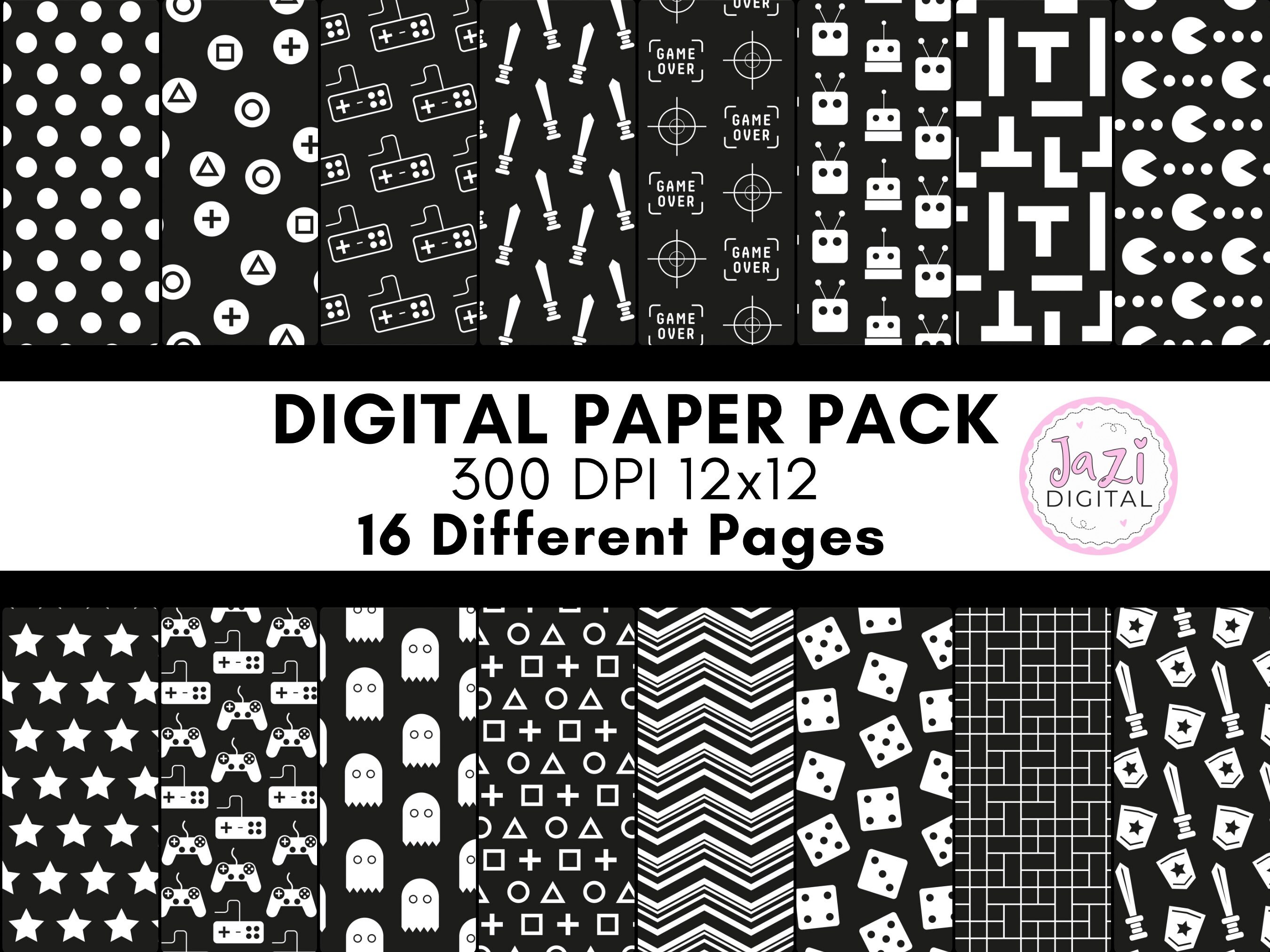 Gamer Girl Digital Paper Pack 20 Unique 12 X 12 300 DPI Digital Paper ...