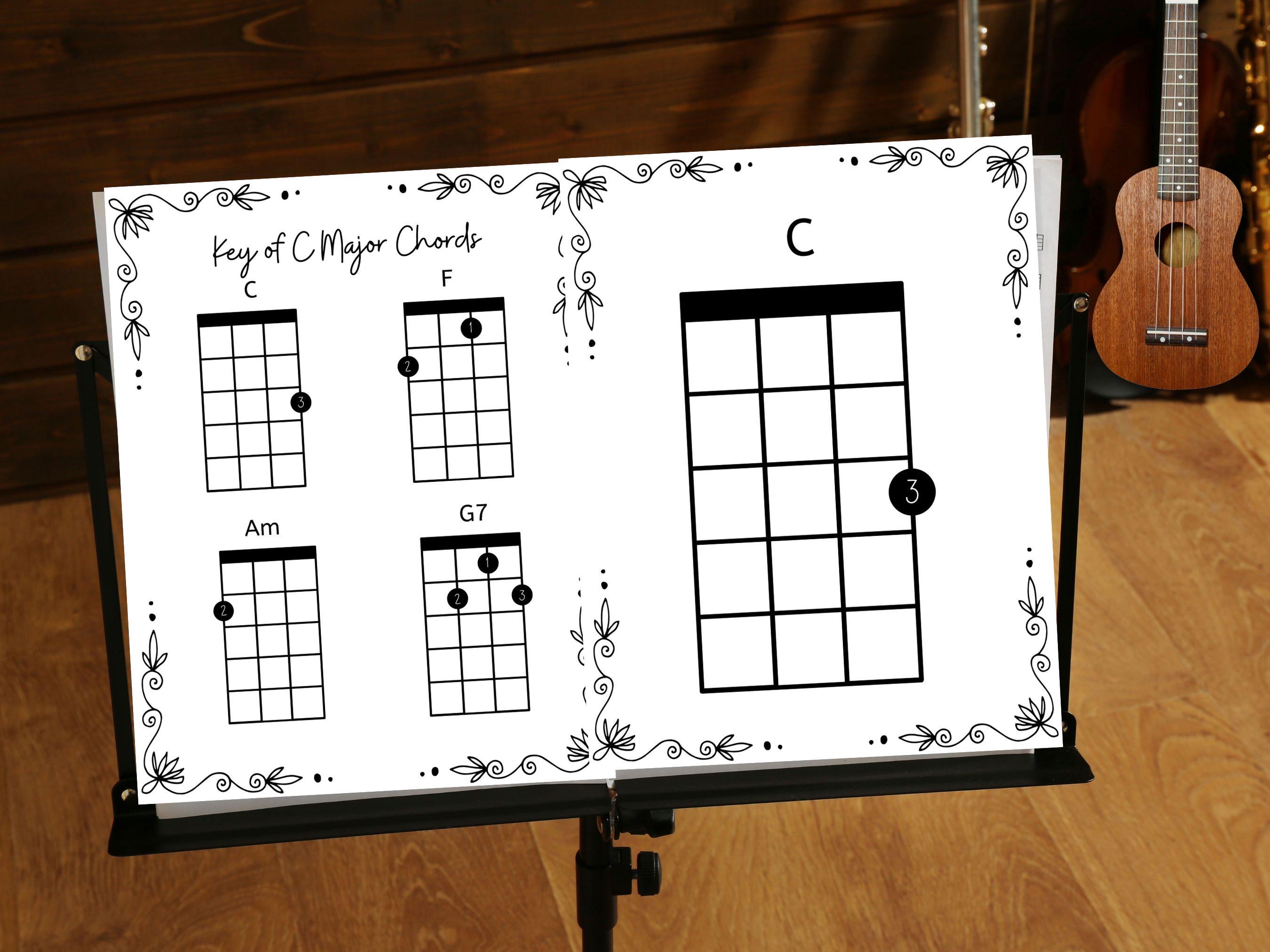 Printable Ukulele Chord Charts PDF, Beginner Uke Chords, Ukulele ...