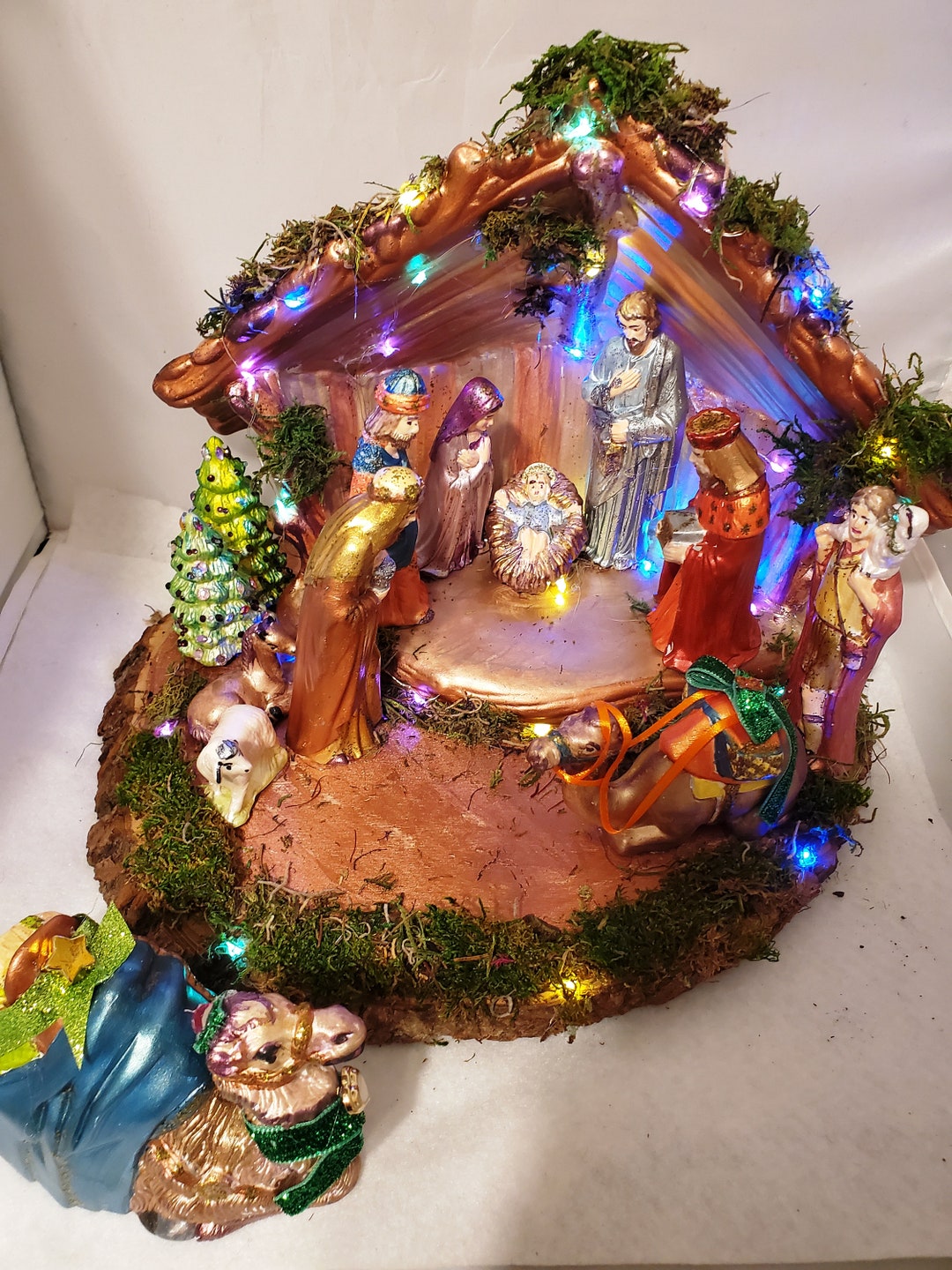 Nativity Set With 2 Christmas Trees - Etsy