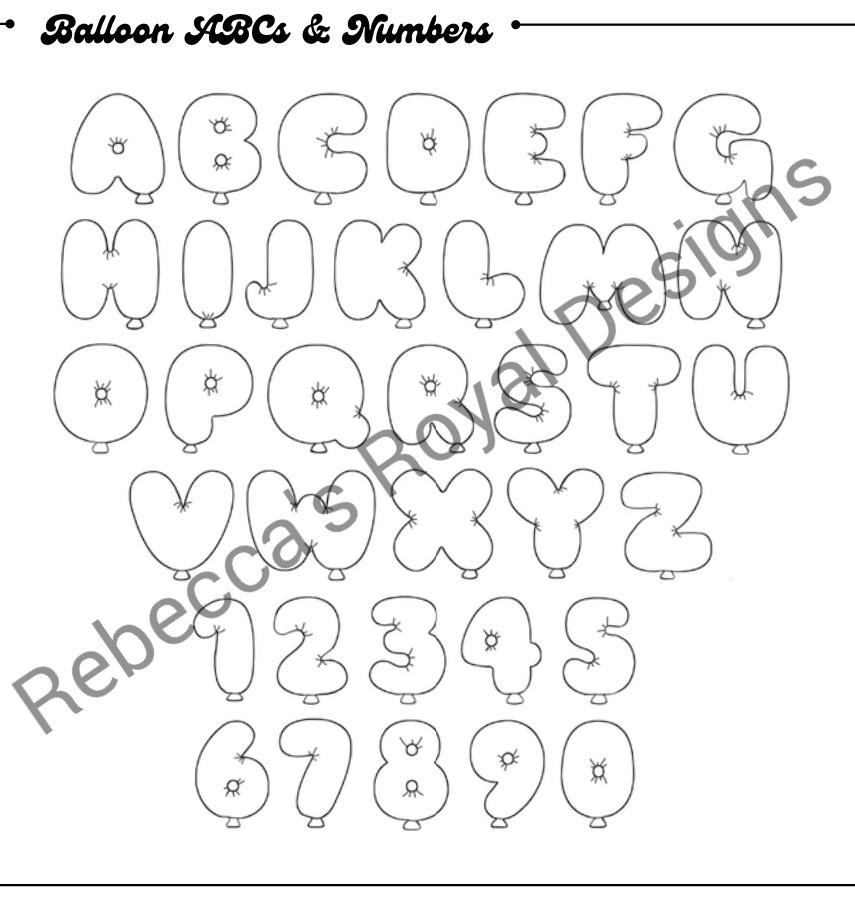 Balloon Alphabet and Numbers Royal Icing Transfer Sheet in 3 Sizes ...