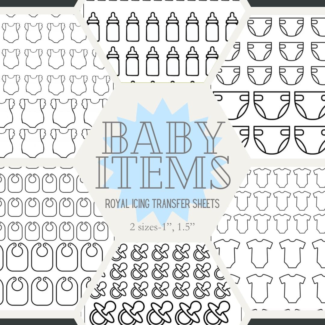 Baby Items(6 Images) Royal Icing Transfer Sheets - Etsy