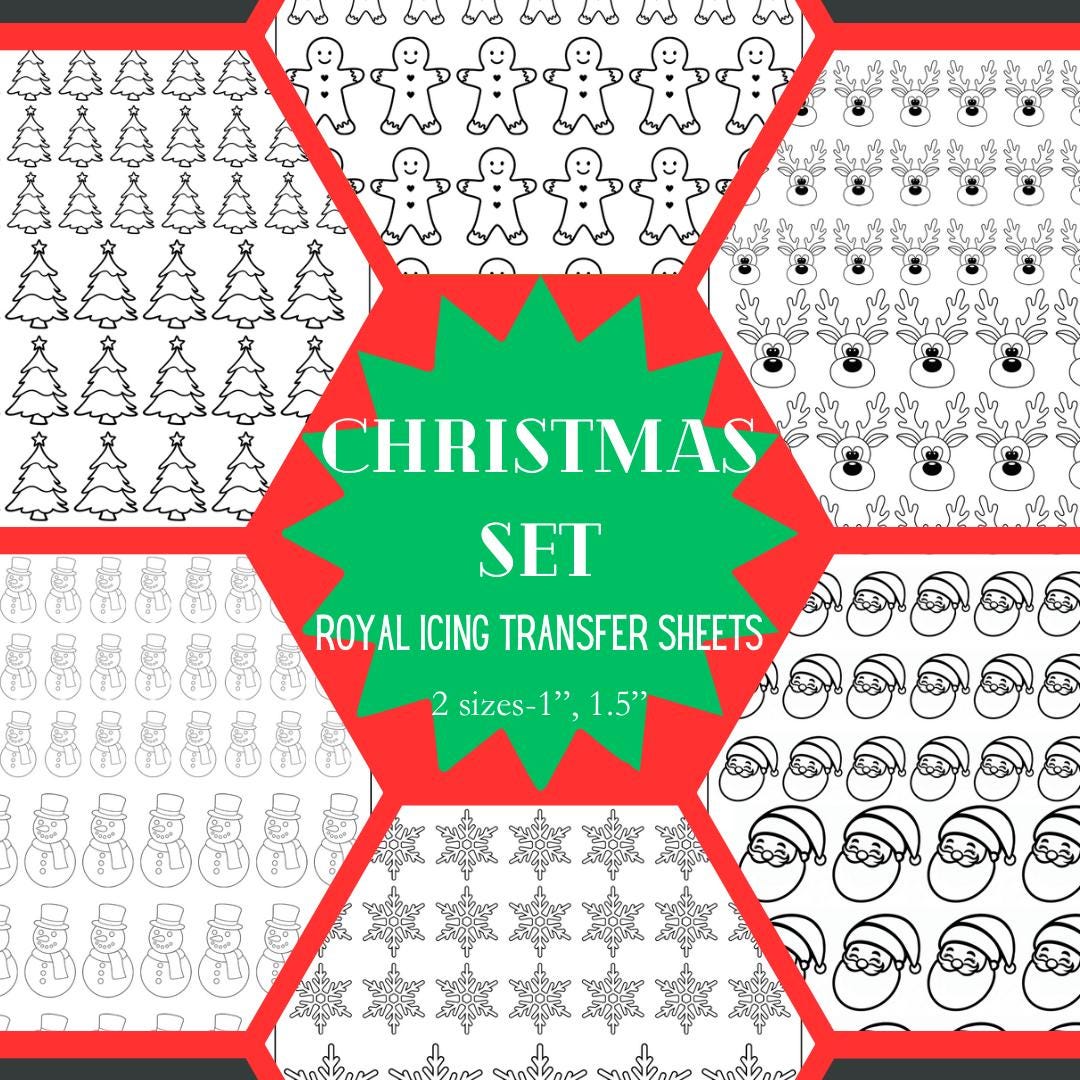Christmas Royal Icing Transfer Sheets—set of 6 - Etsy