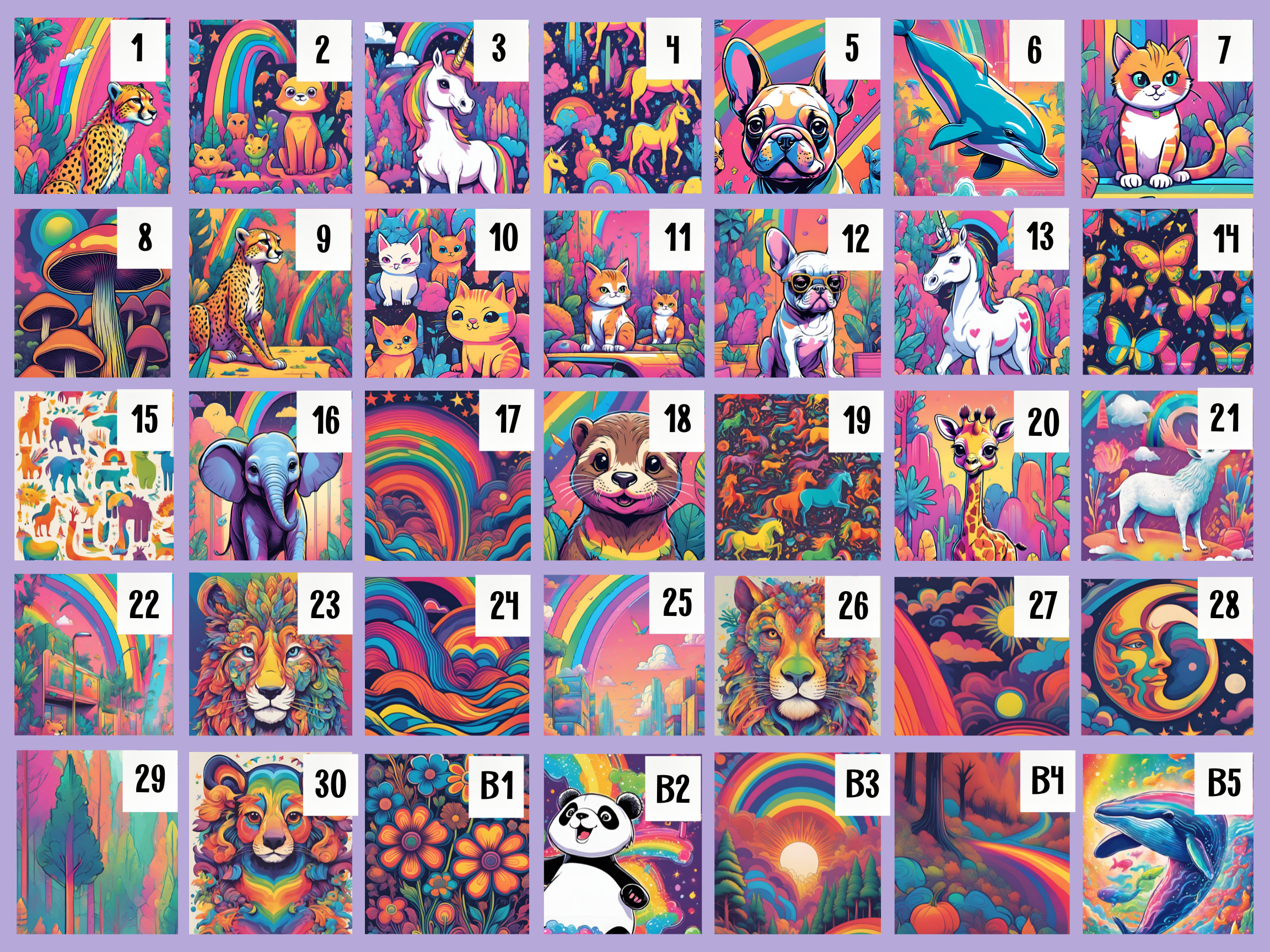 Set of 30 Lisa Frank Inspired Digital Art Downloads - Etsy