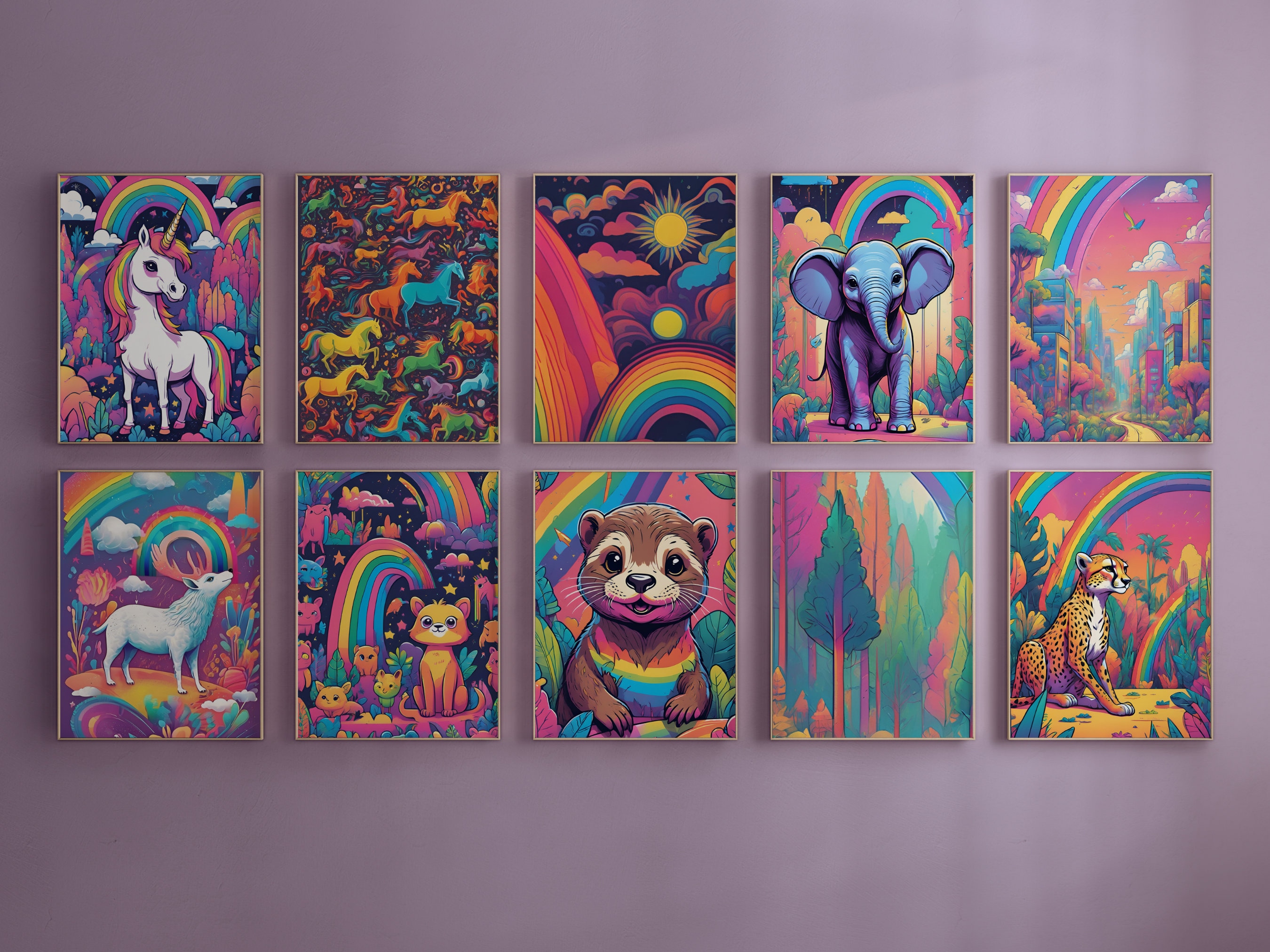 Set of 30 | Lisa Frank Inspired Digital Art Downloads | 90s Nostalgia ...