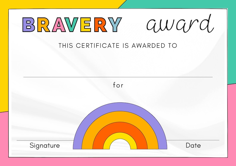 Children's Bravery Award Certificate | Customizable Courage Achievement ...